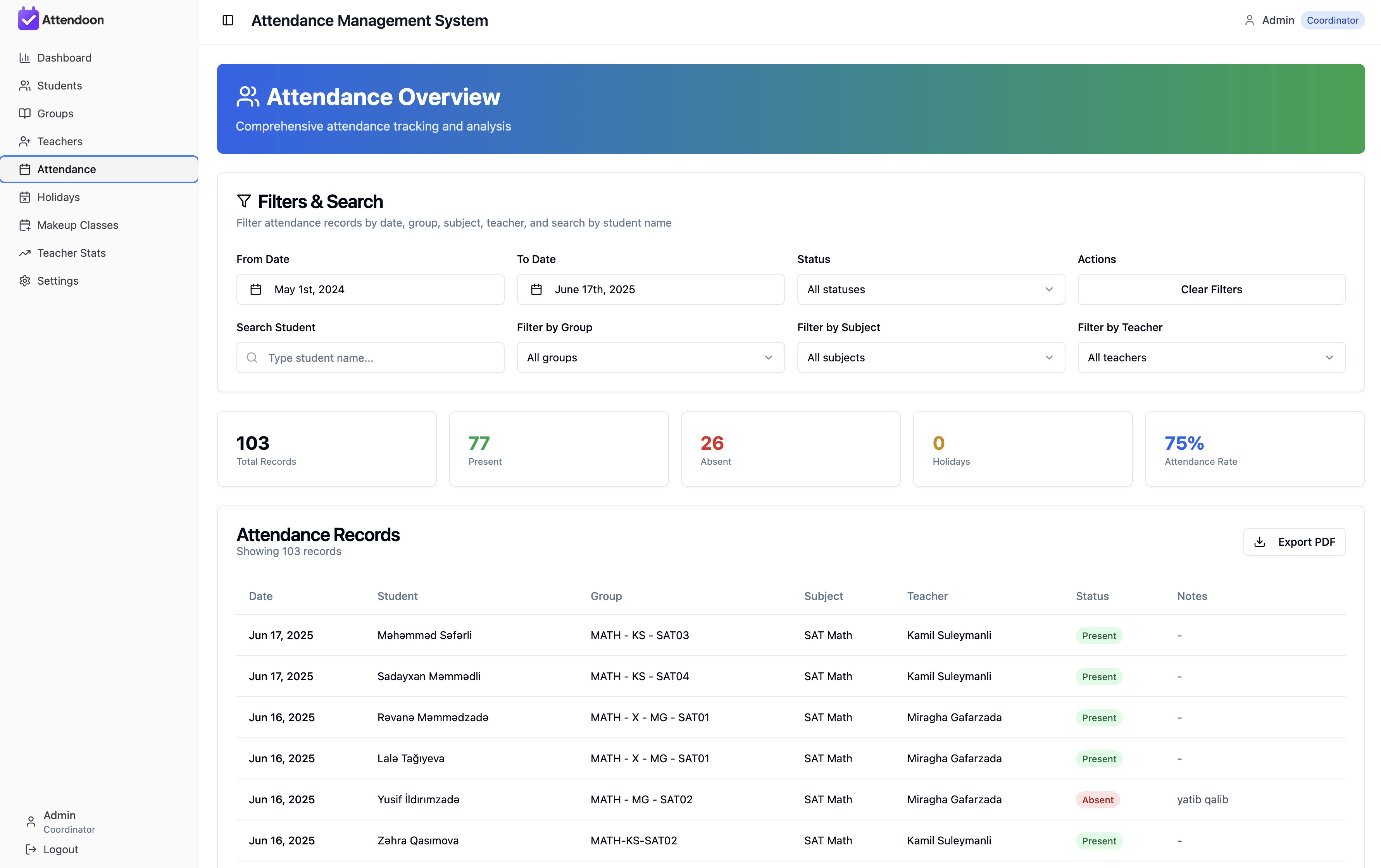 Attendoon - Smart Attendance Tracking for Modern Learning Centers